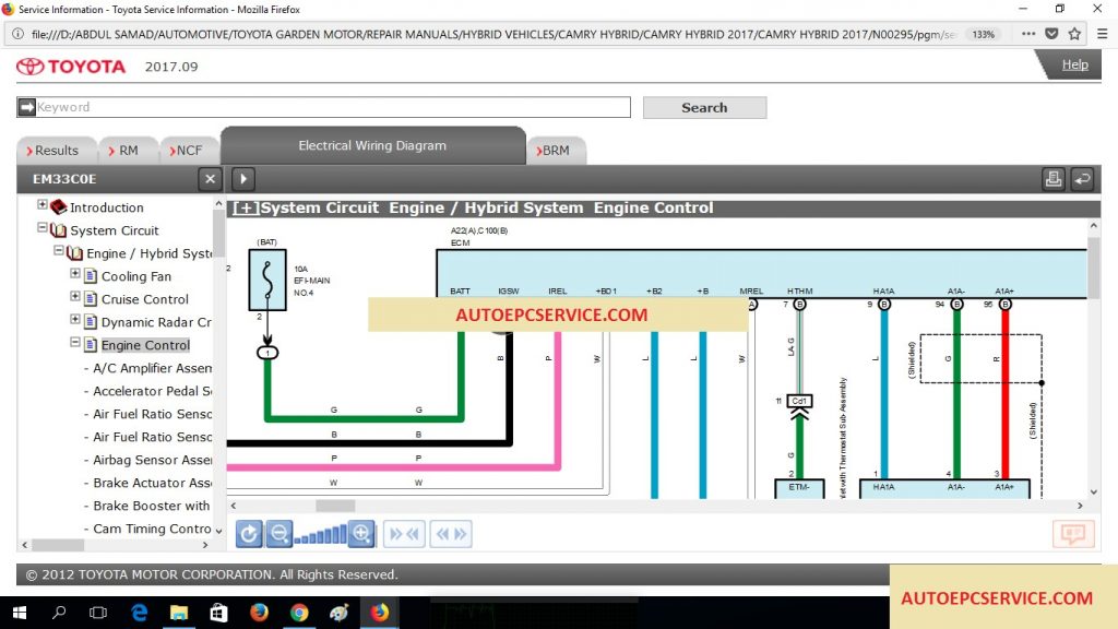 Lexus ES350 2010 Wiring Diagram