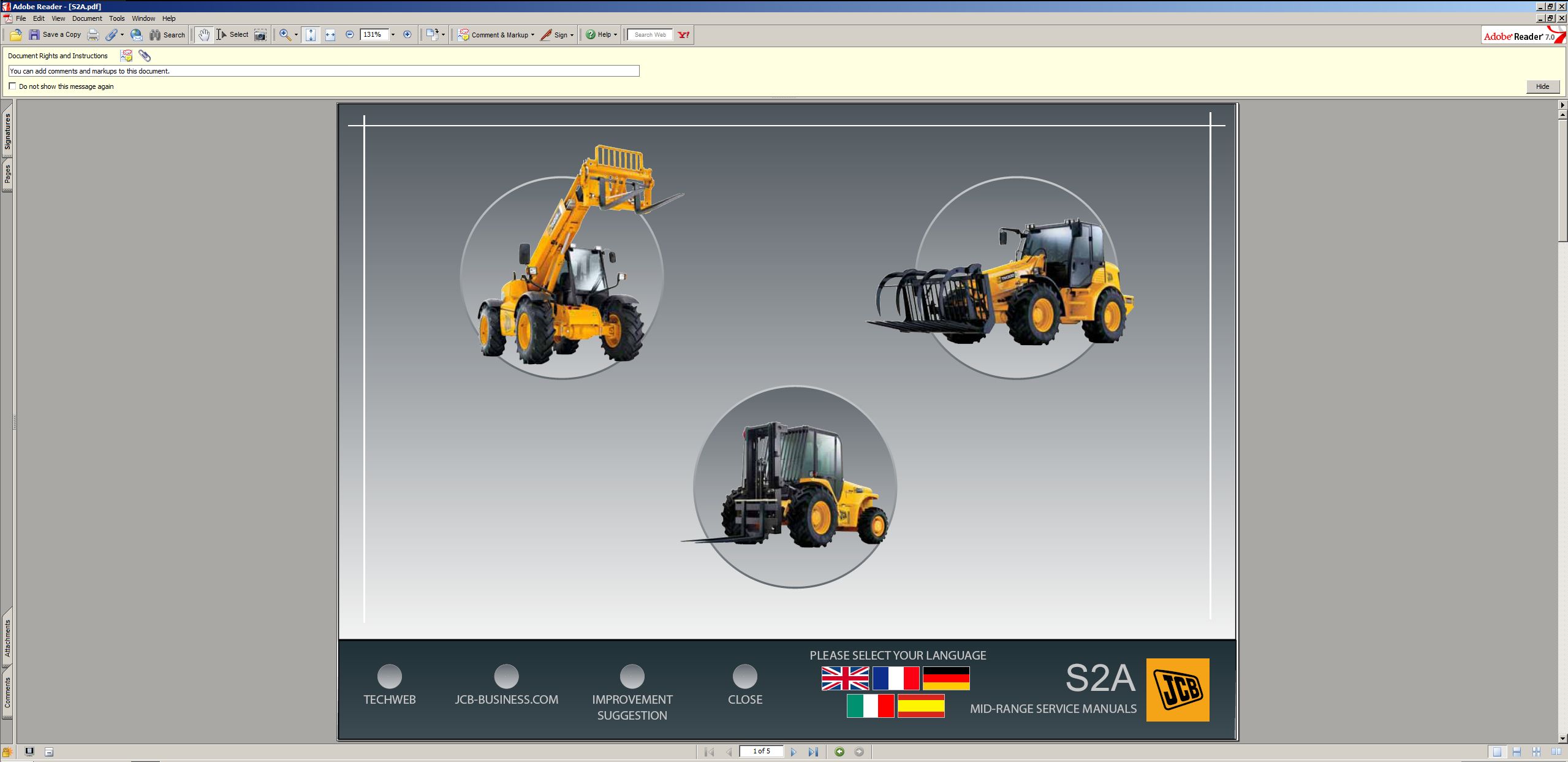 JCB Service Manuals S2A Issue 50 Program