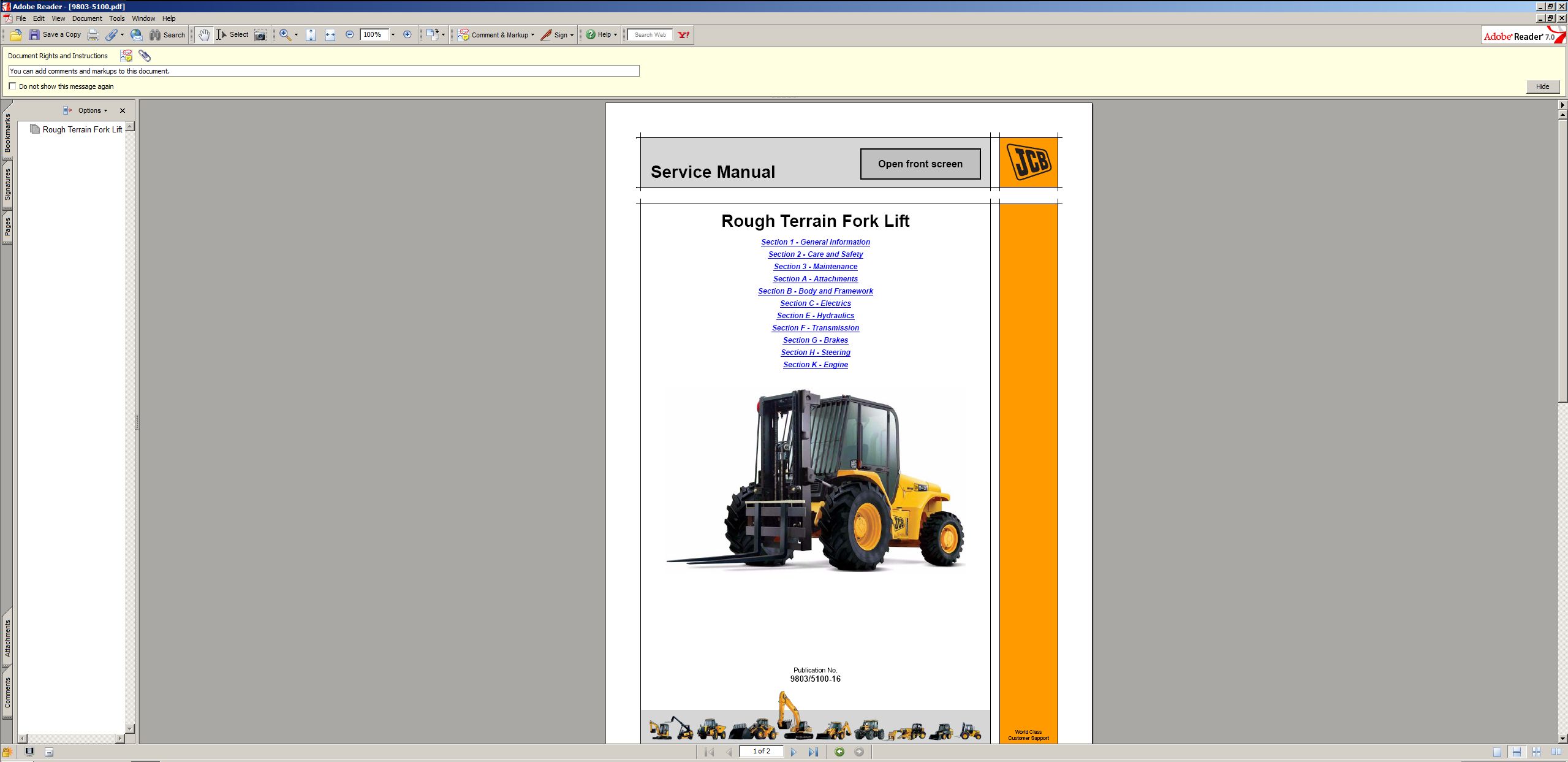 JCB Service Manuals S2A Issue 50 Program