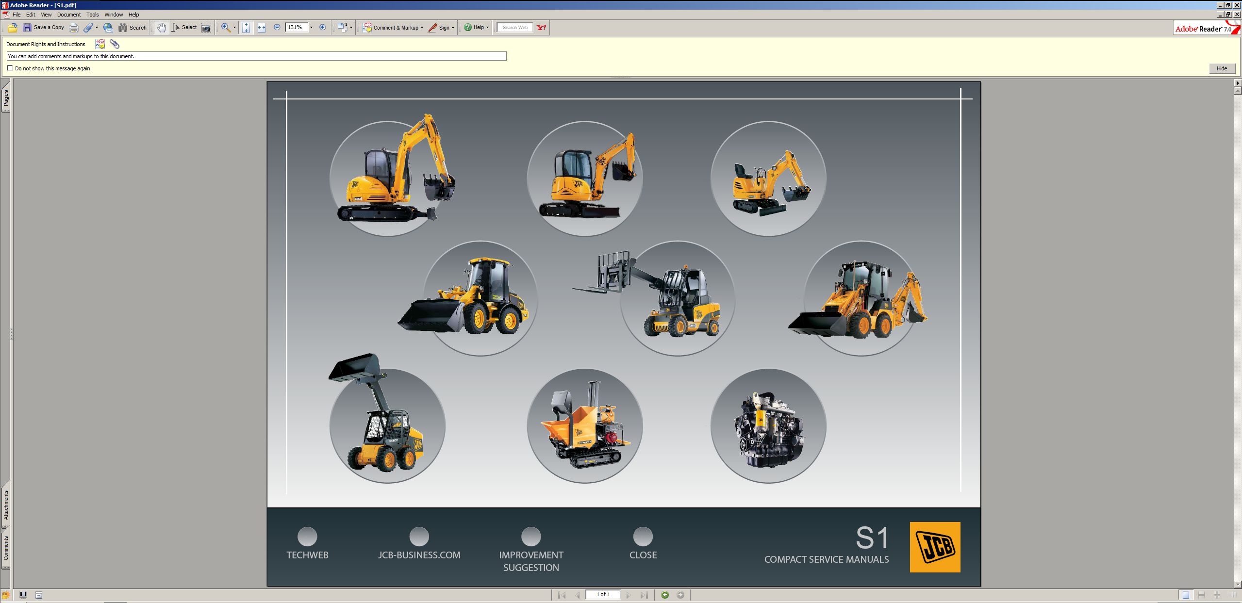 JCB S1 S2 S3 S4 S5 Service Manuals Collection Program