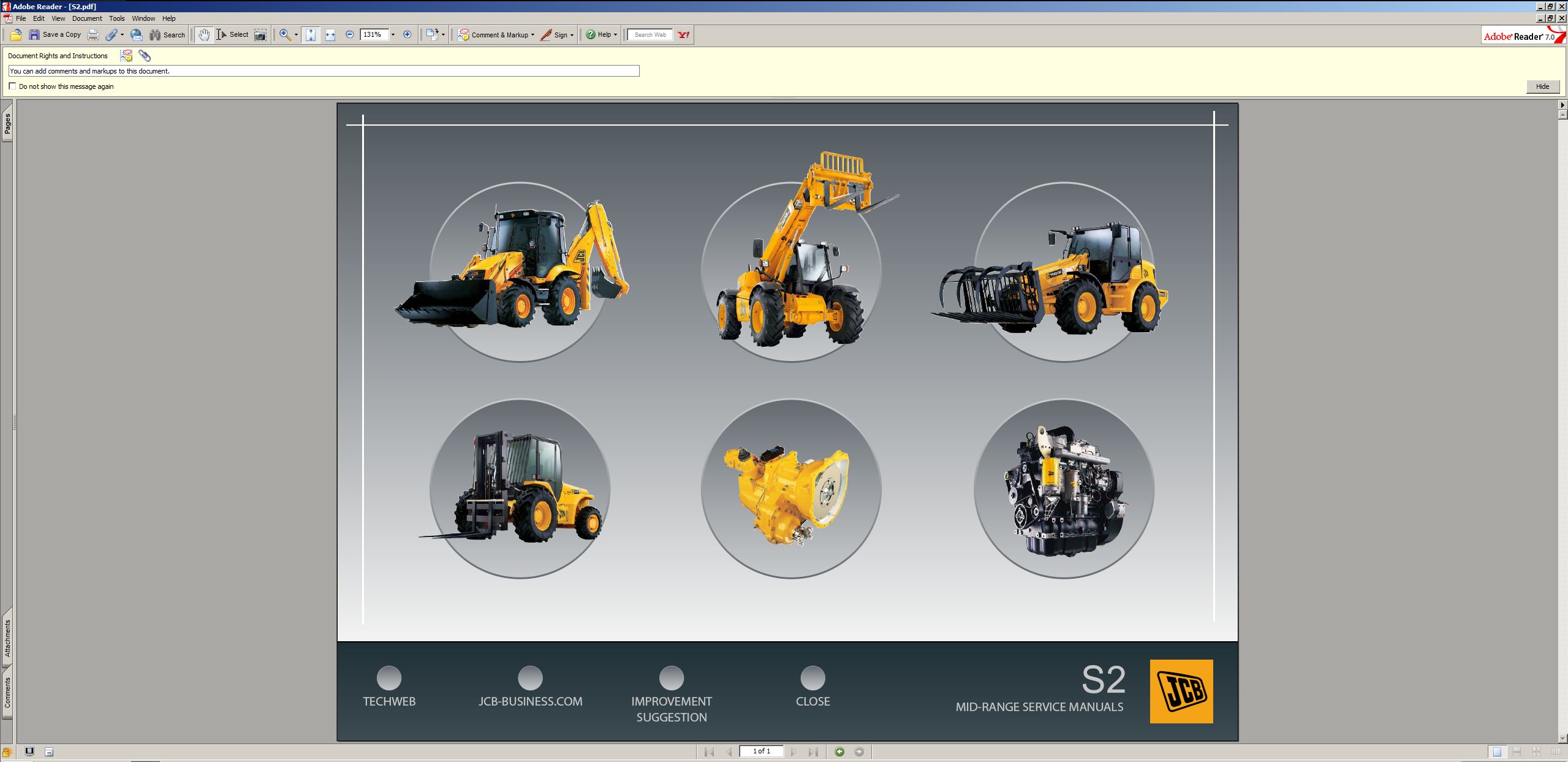 JCB S1 S2 S3 S4 S5 Service Manuals Collection Program