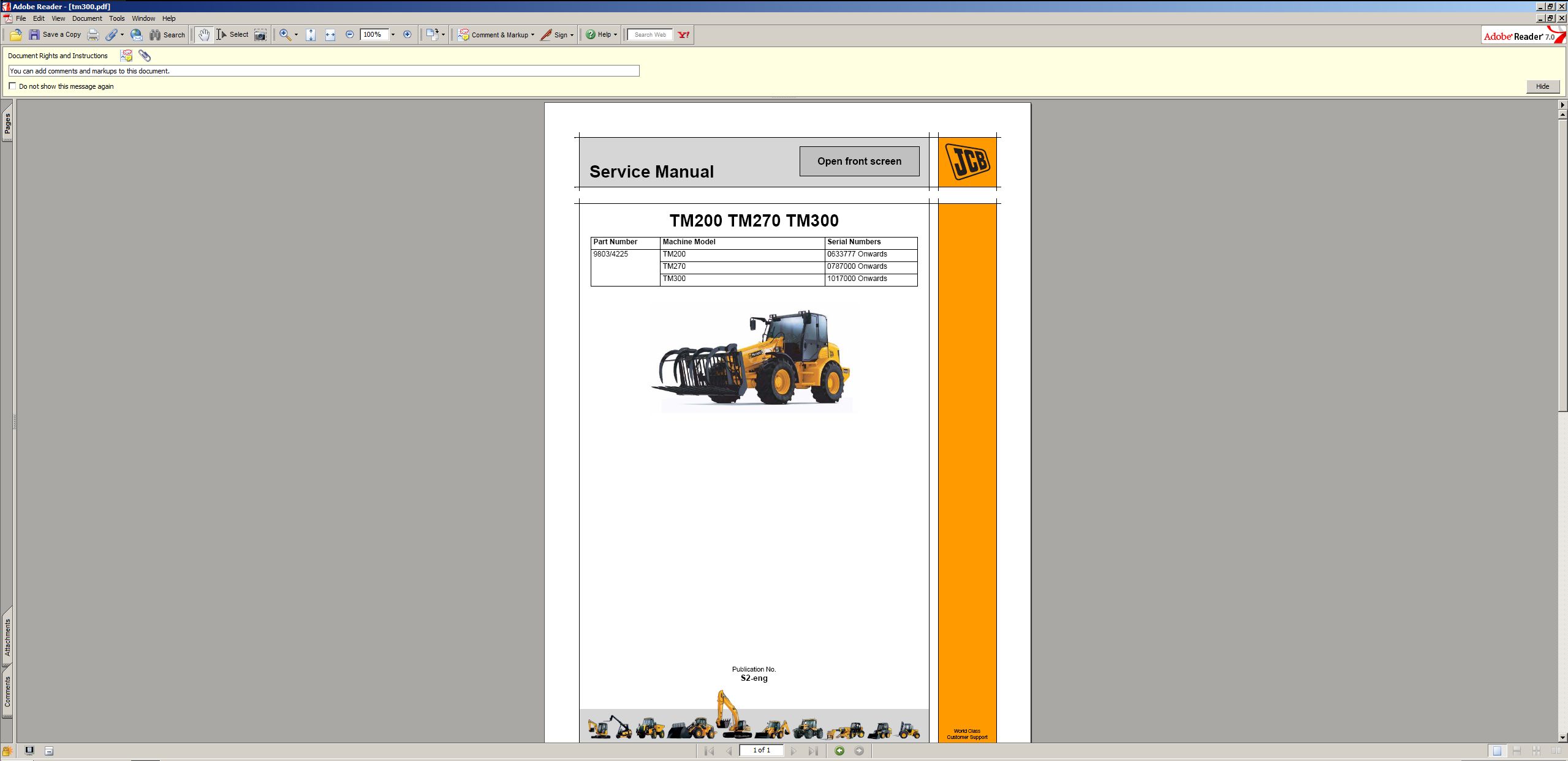 JCB S1 S2 S3 S4 S5 Service Manuals Collection Program