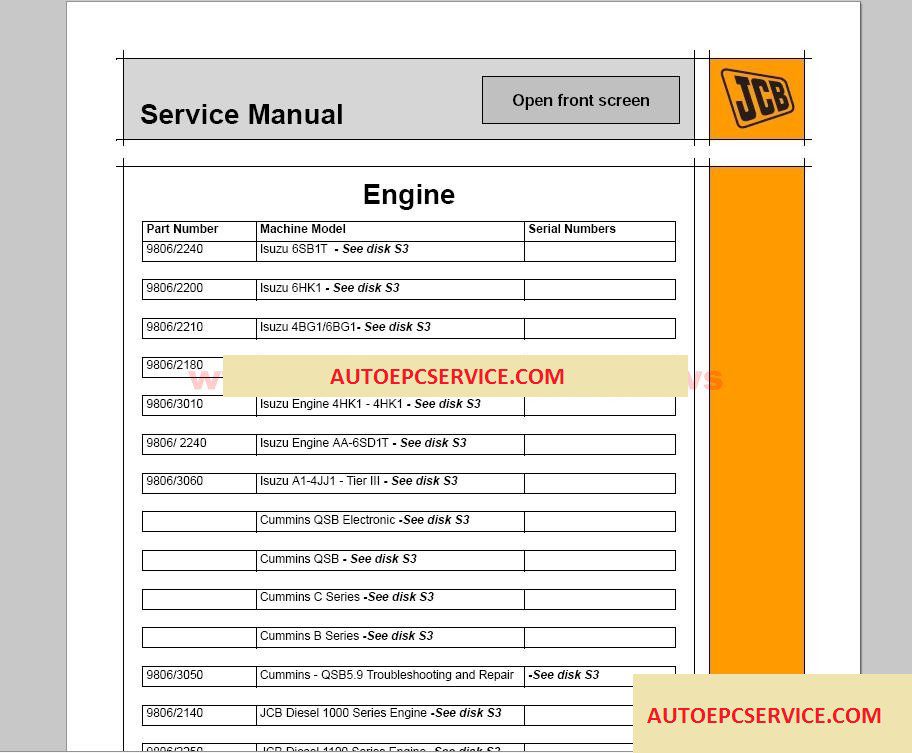 JCB Service Manual S3A Issue 50