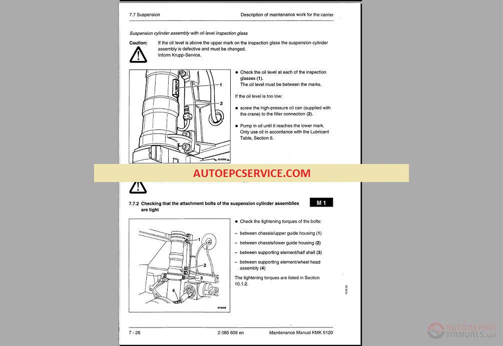 Krupp Crawler Cranes KMK Maintenance Manual