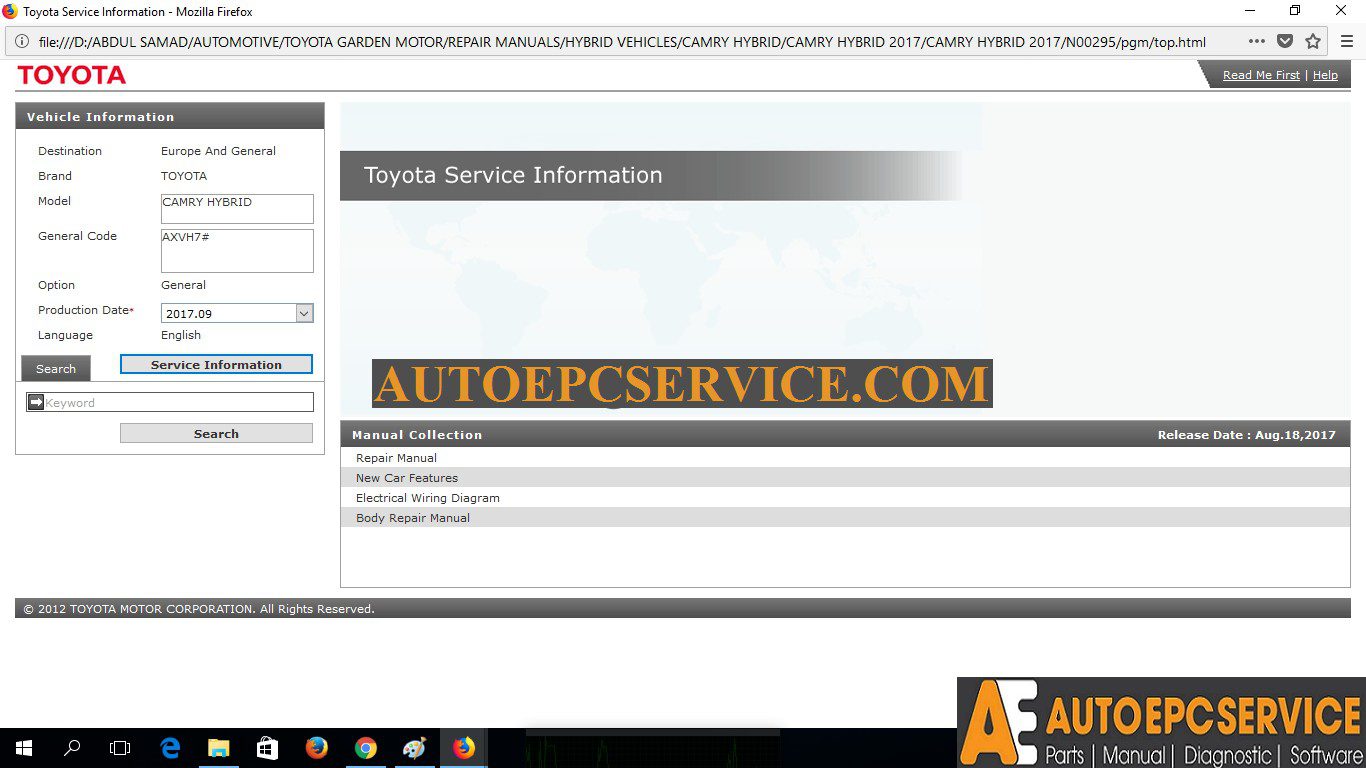 TOYOTA CAMRY HYBRID 2017 GSIC REPAIR MANUAL