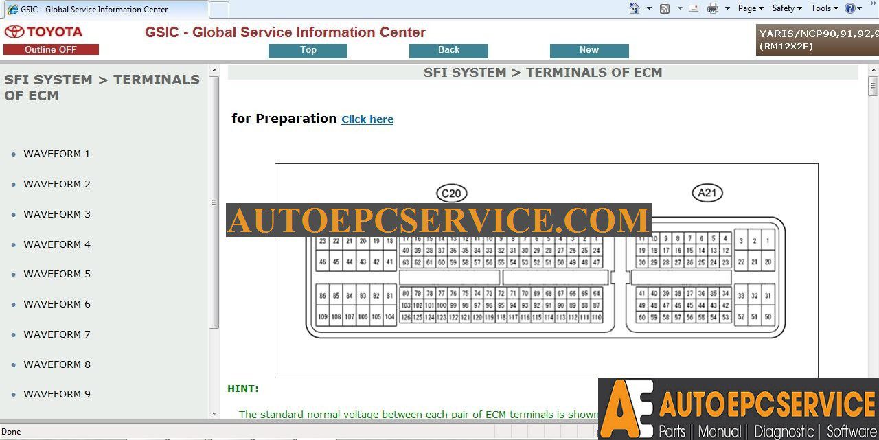 GSIC Toyota Yaris NCP90,91,92,93 2008-2011 Workshop Manual