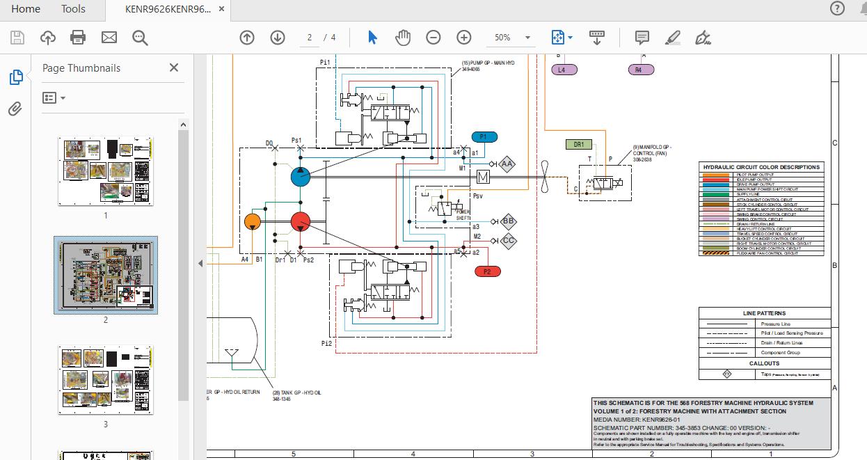 CAT 568 YJX116-UP Forestry Machine_Log Loader Hydraulic_Electrical System
