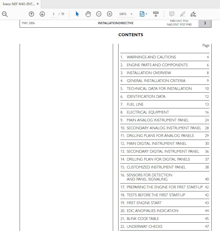 Iveco 2006 NEF N40-ENT-M25 PDF Installation Directive Manual