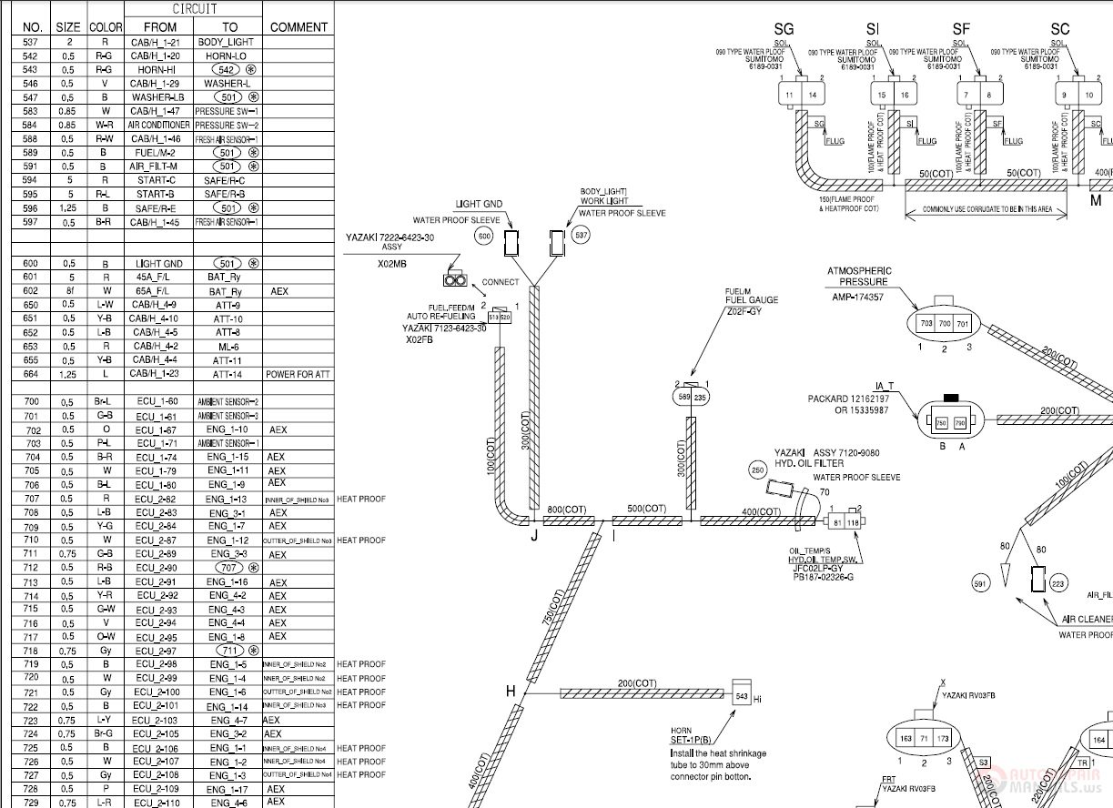 Hitachi Zaxis200-3 330-3 Class TT1V7-E-00 Electrical Diagram