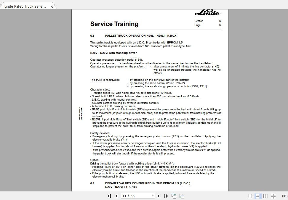 Linde Forklift Series 149_N20L-N20LI-N20LX-V-VI_ST Service Traning Manuals