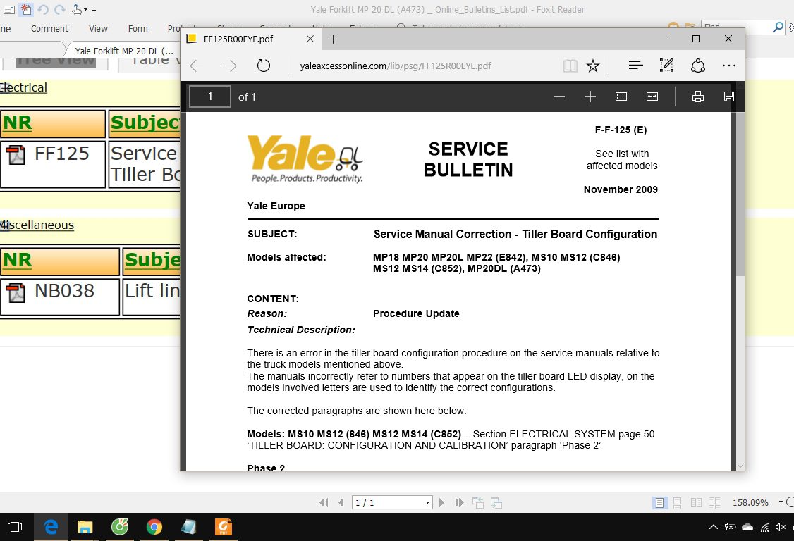 Yale Forklift MP 20 DL (A473) Service Manuals