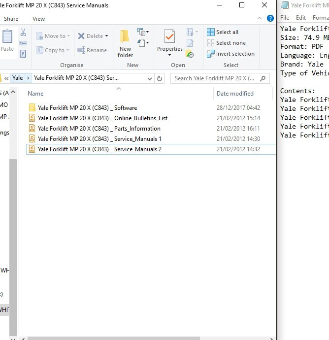 Yale Forklift MP 20 X (C843) Service Manuals