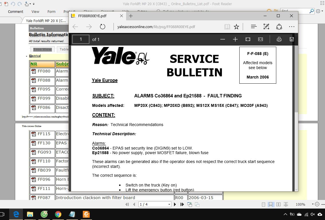 Yale Forklift MP 20 X (C843) Service Manuals