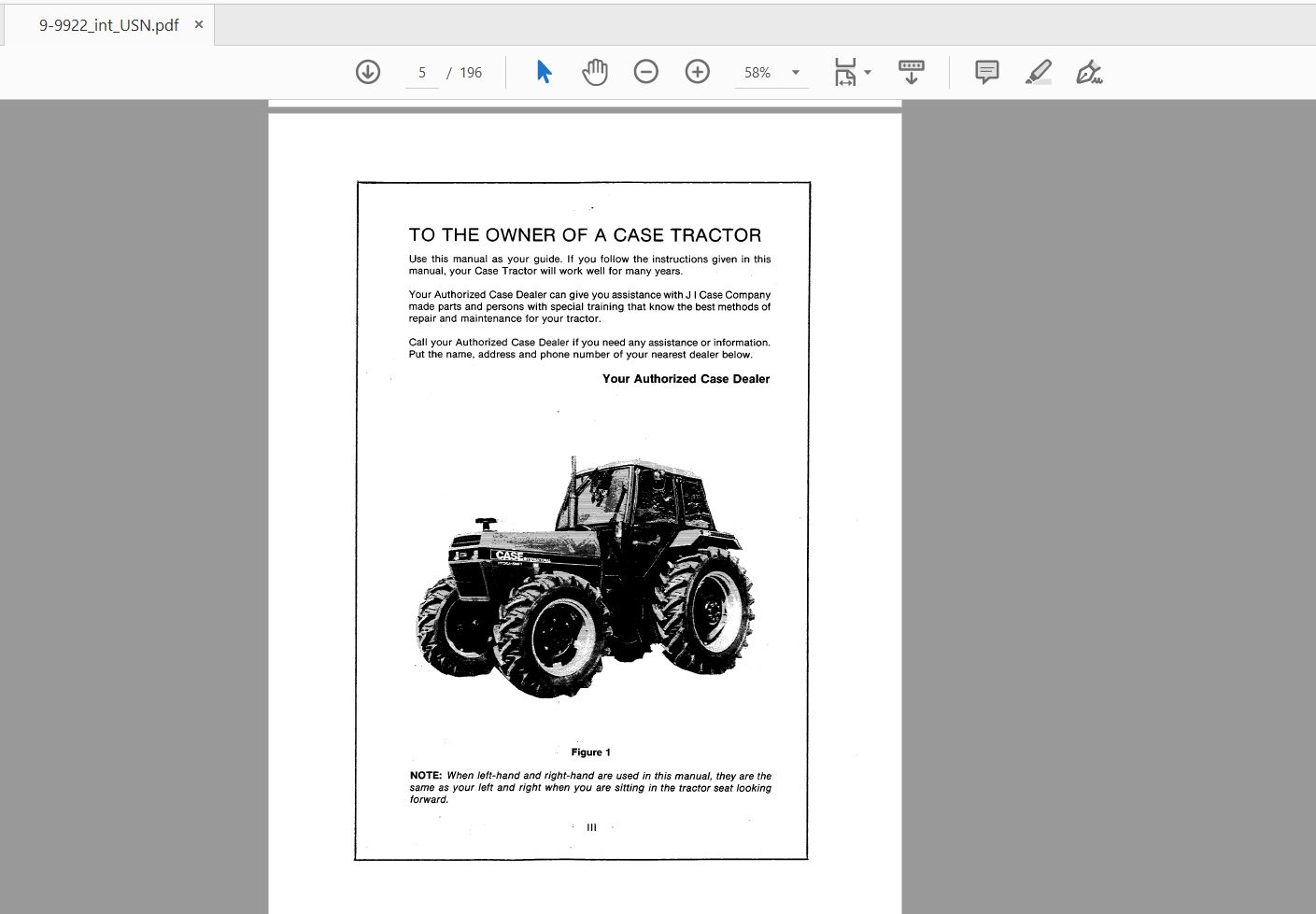 Case IH Tractor 1694 Operator's Manual_9-9922