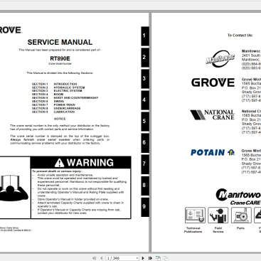 Grove Crane RT530_530E,RT540E-2 Shop Manuals