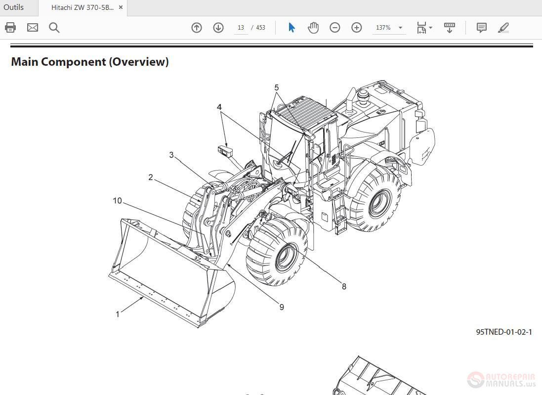 Hitachi ZW 550-6 Wheel Loader TONHK40-EN-00 Technical Manual
