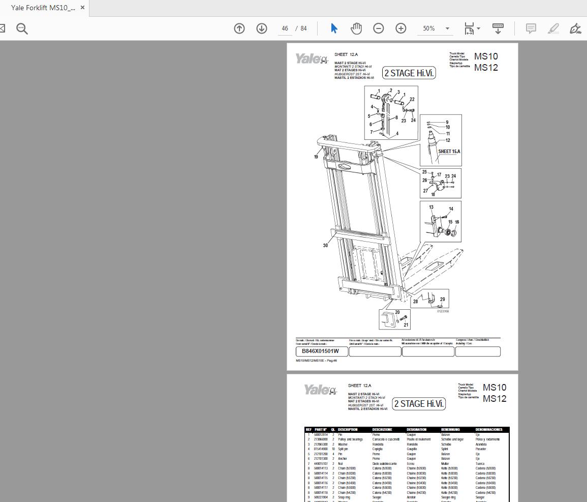 Yale Forklift MS10_MS12_MS10E 524148914 Parts Manual(09_2006)