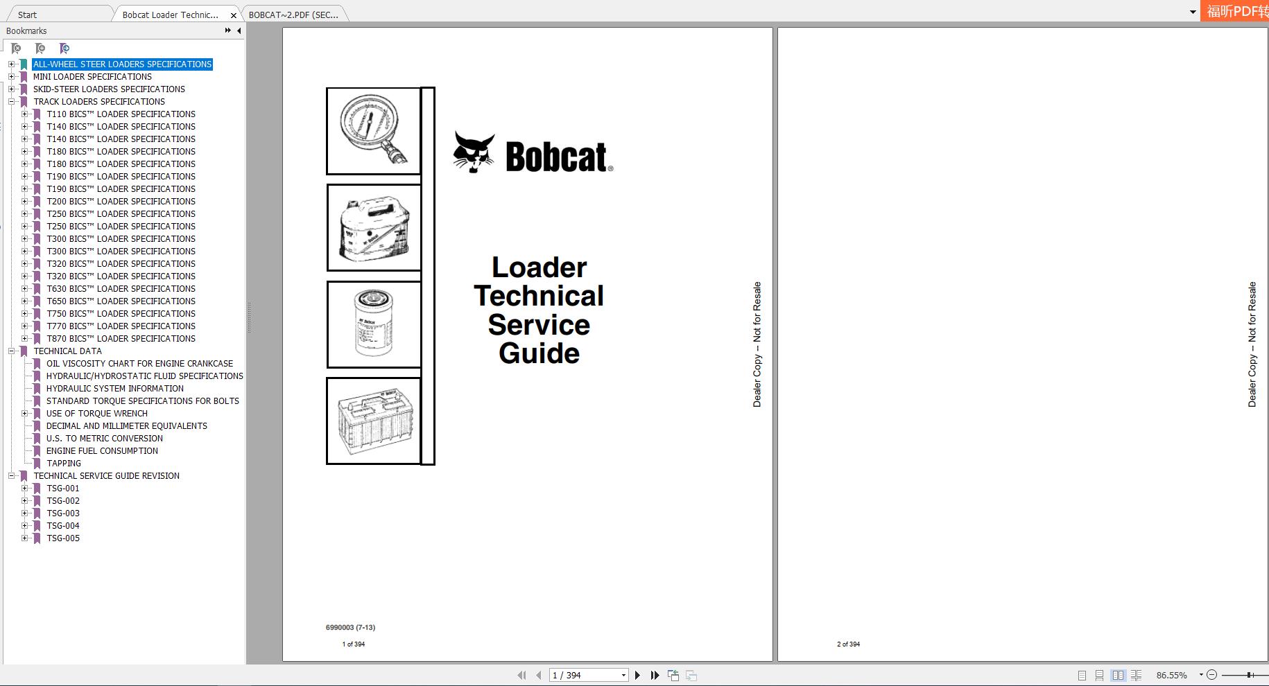 Bobcat Loader Technical Service Guides