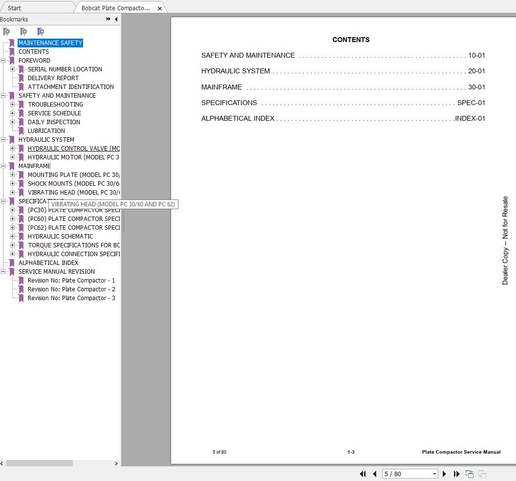 Bobcat Plate Compactor PC-30,60,62 Service Manual_6900902