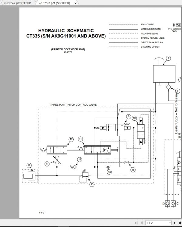 Bobcat Compact Tractor CT335 Hydraulic & Electrical Schematic