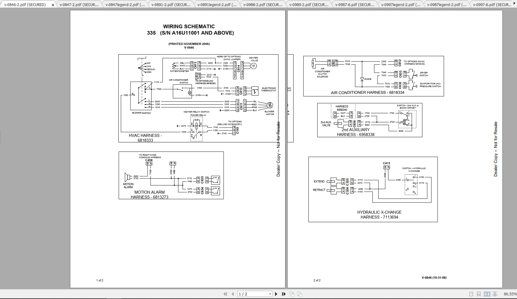 Bobcat Excavator 335 Hydraulic & Electrical Schematic