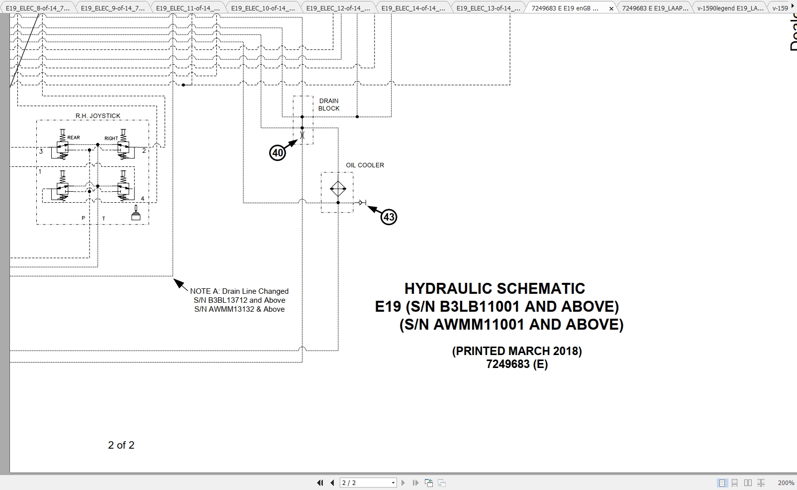 Bobcat Excavator E19 Hydraulic & Electrical Schematic