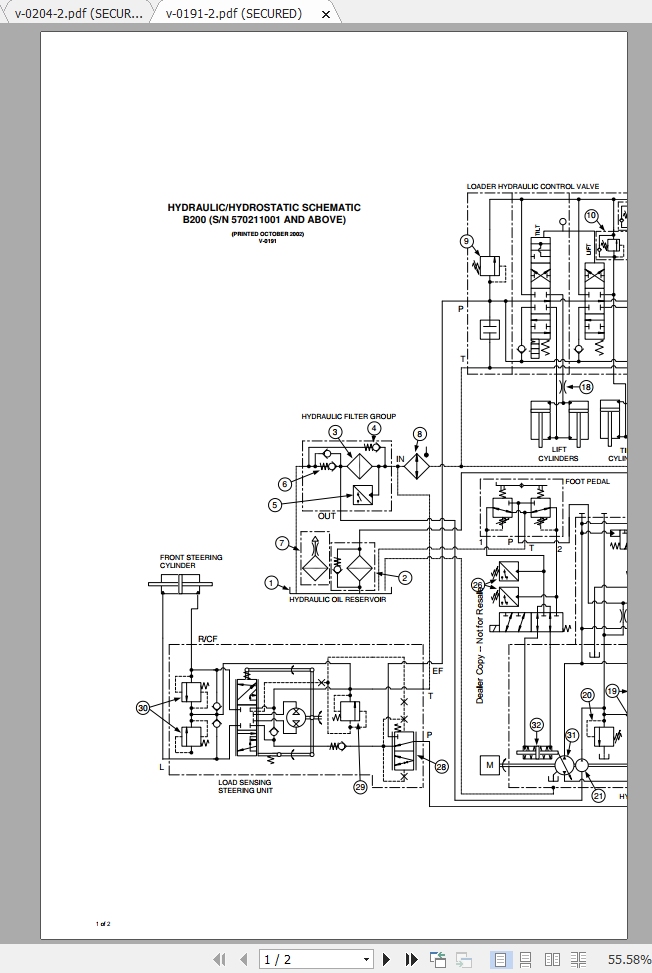 Bobcat Loader Backhoe B200 Hydraulic & Electrical Schematic