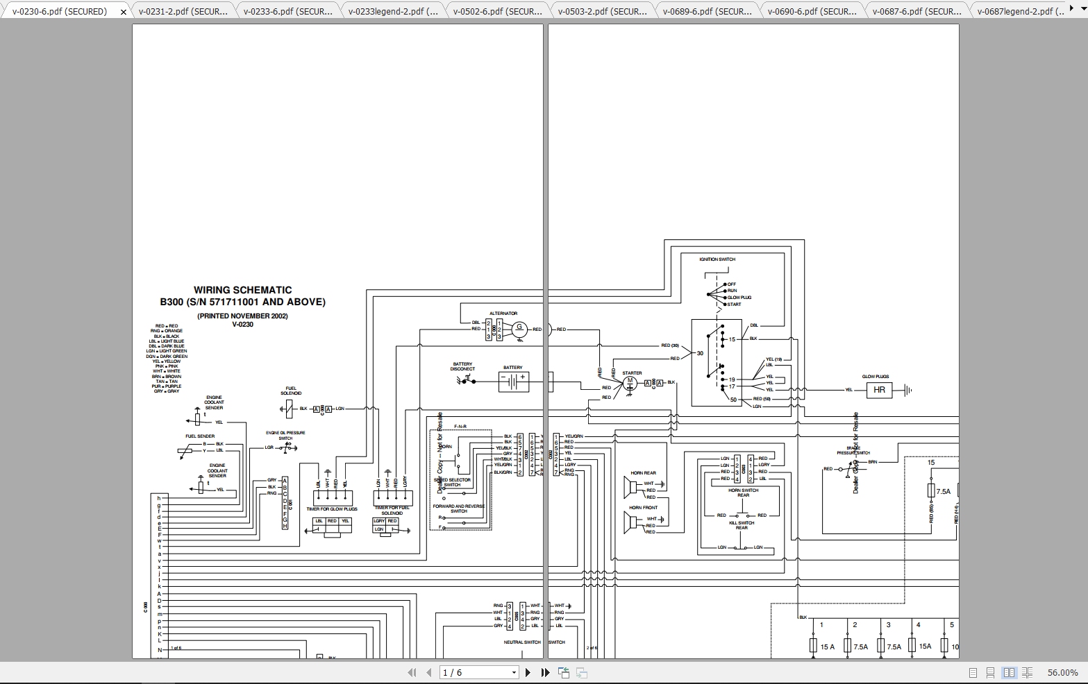 Bobcat Loader Backhoe B300 Hydraulic & Electrical Schematic