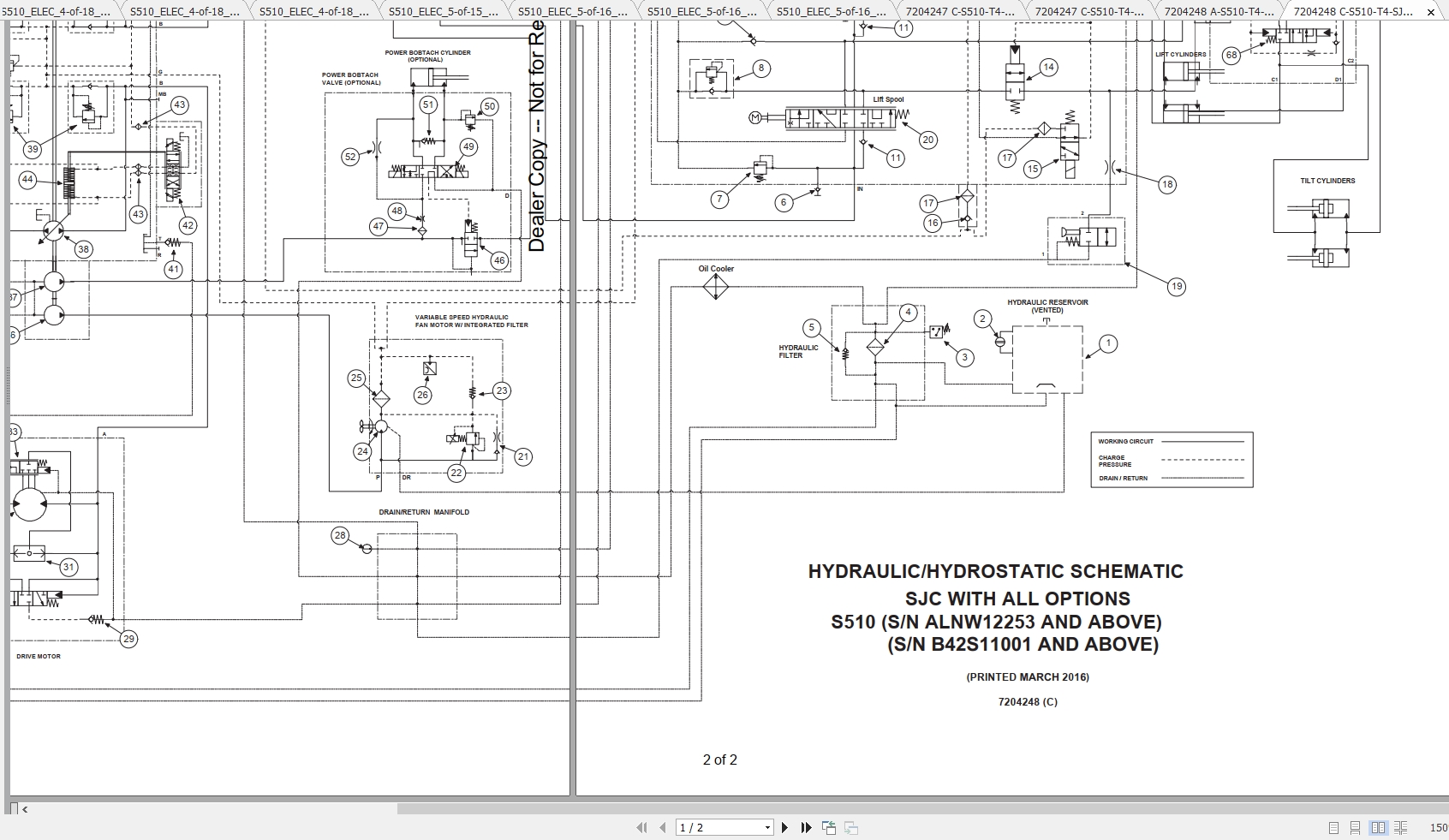 Bobcat Loader S510 Hydraulic & Electrical Schematic
