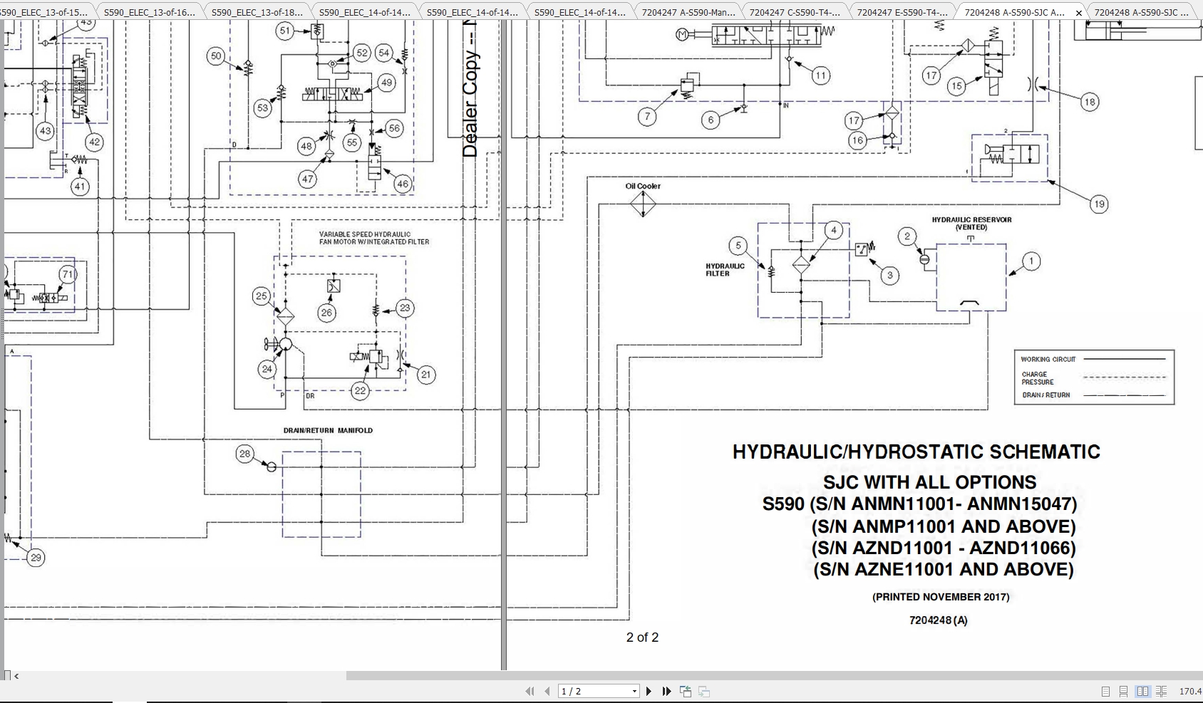 Bobcat Loader S590 Hydraulic & Electrical Schematic