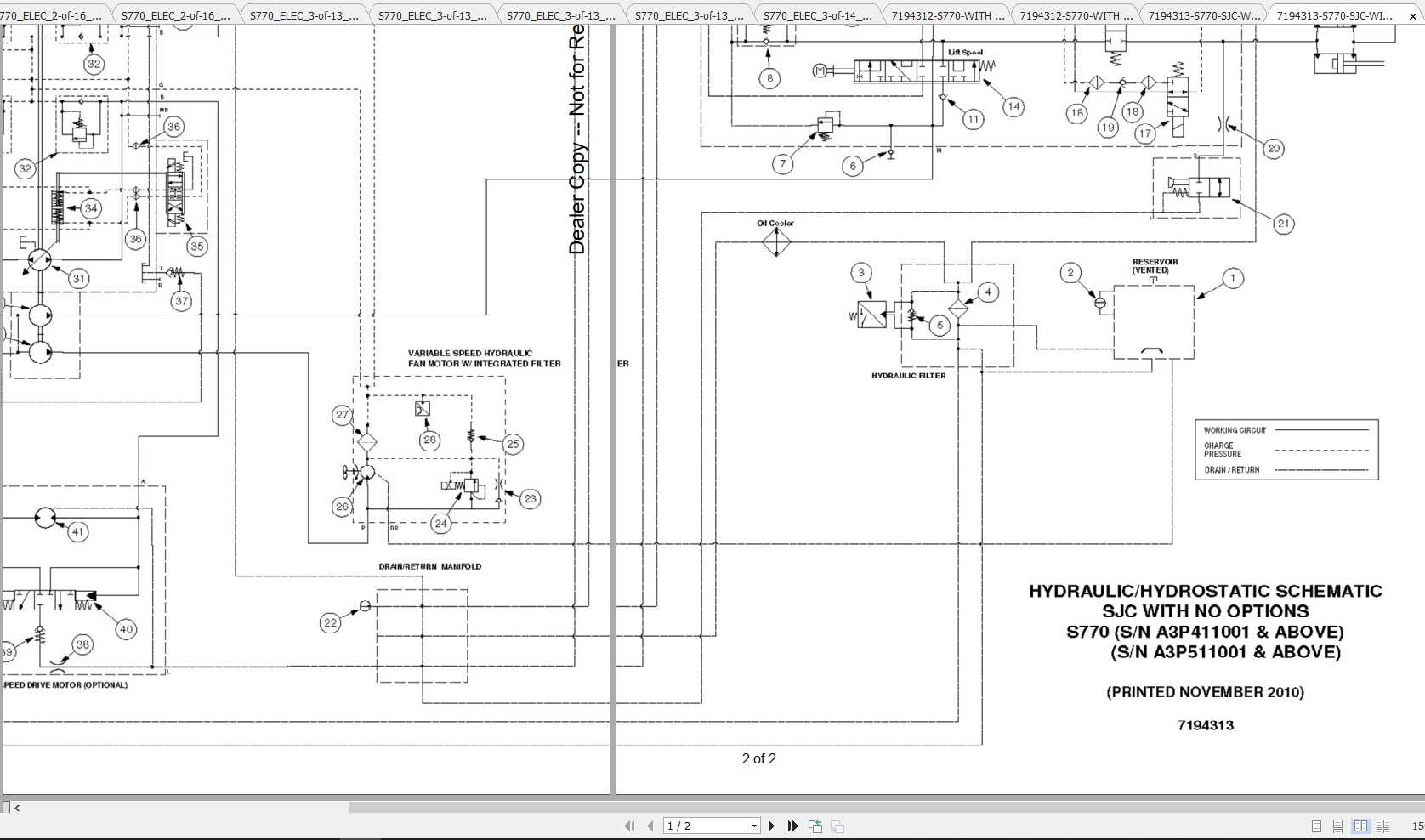 Bobcat Loader S770 Hydraulic & Electrical Schematic