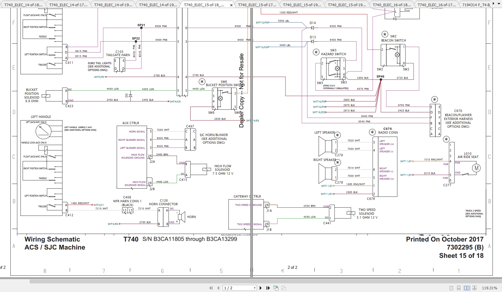 Bobcat Loader T740 Hydraulic & Electrical Schematic