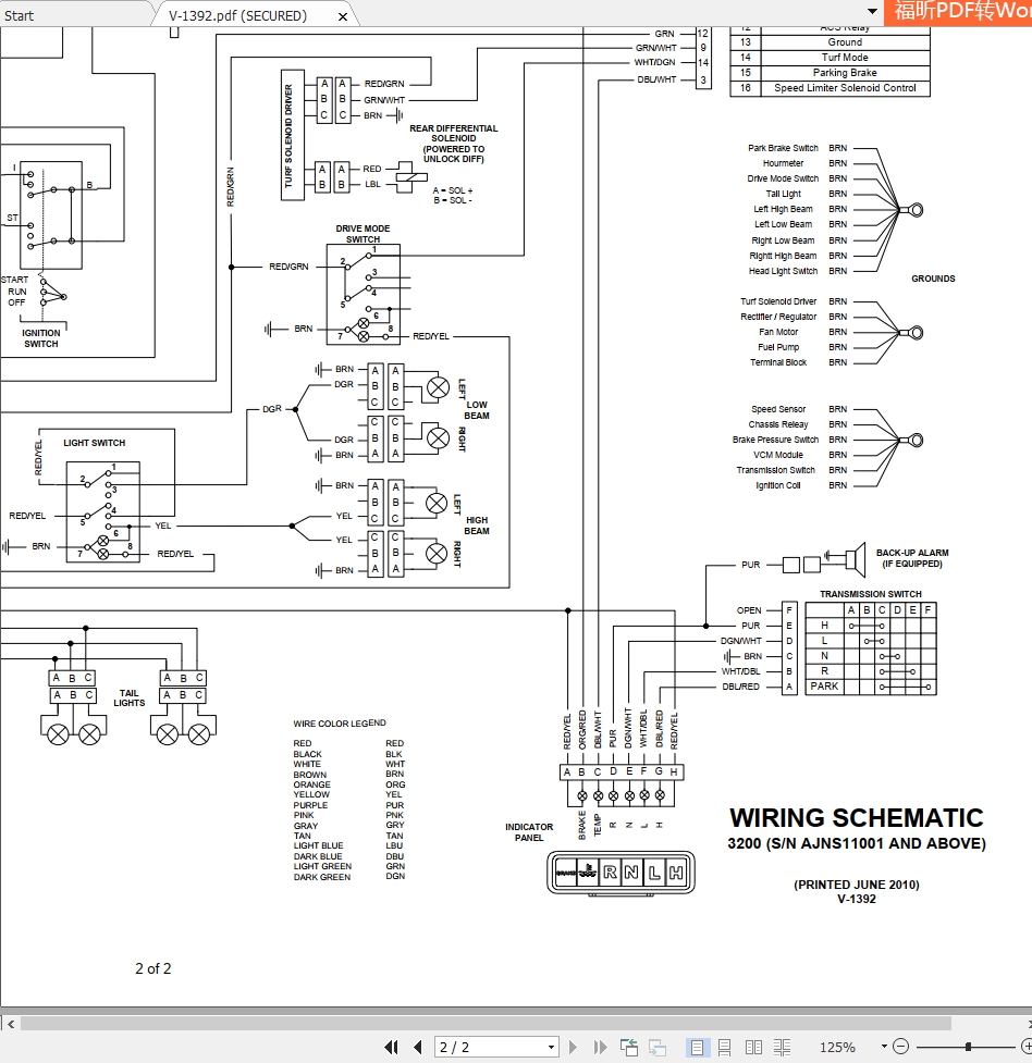 Bobcat Utility Vehicle 3200 Electrical Schematic