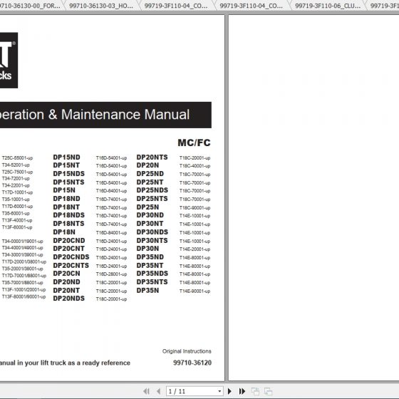 Caterpillar Lift Truck DP30NM Service Manuals