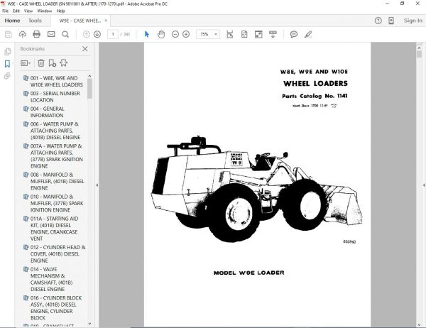 Case CNH Wheel Loaders Parts Manuals