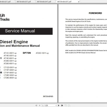 Caterpillar Lift Truck DP50CN Service Manuals