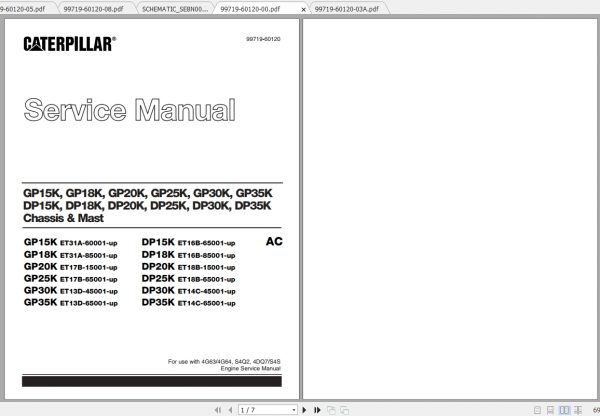 Caterpillar Lift Truck GP30K FC Service Manuals