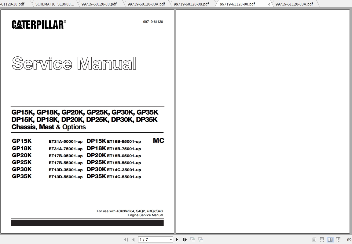 Caterpillar Lift Truck GP35K FC Service Manuals
