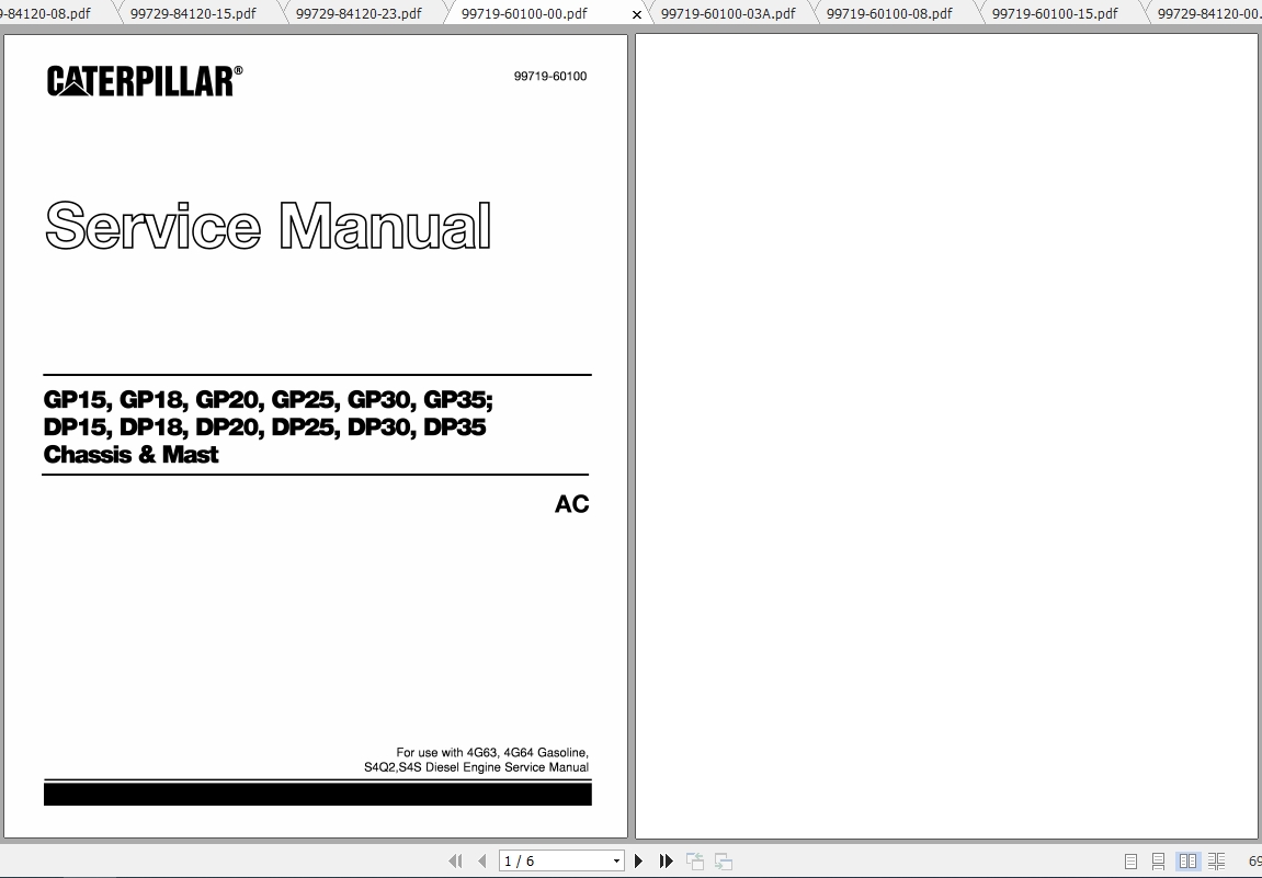 Caterpillar Lift Truck GP35 FC Service Manuals
