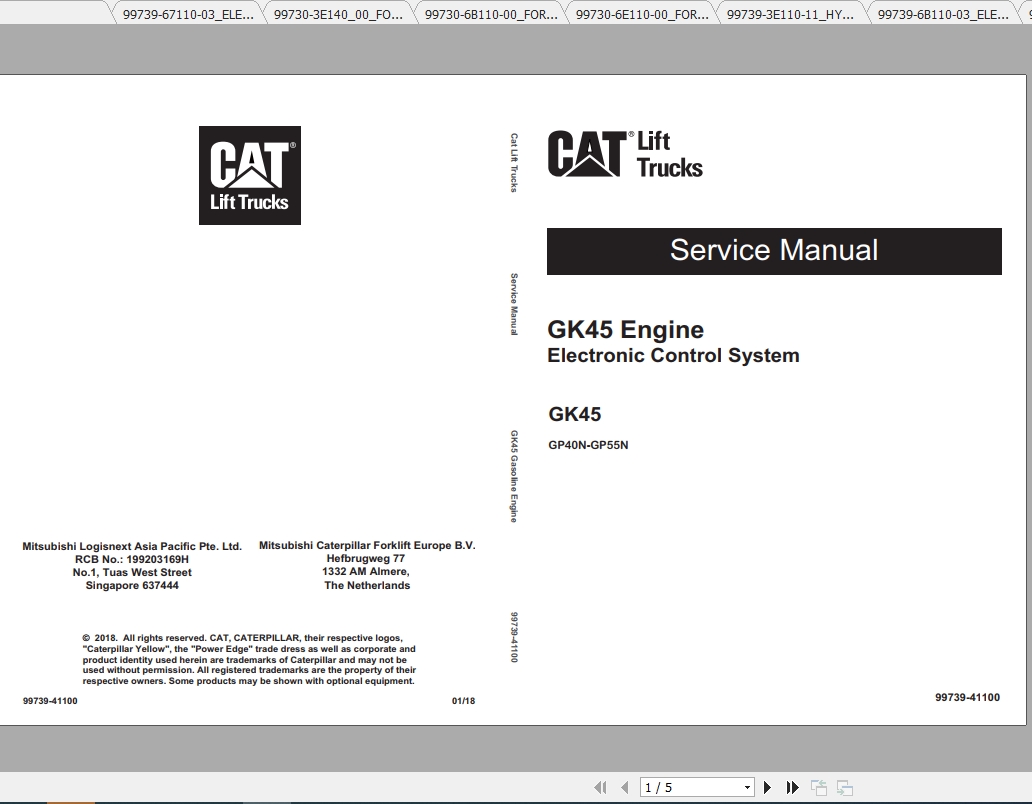 Caterpillar Lift Truck GP50N Service Manuals