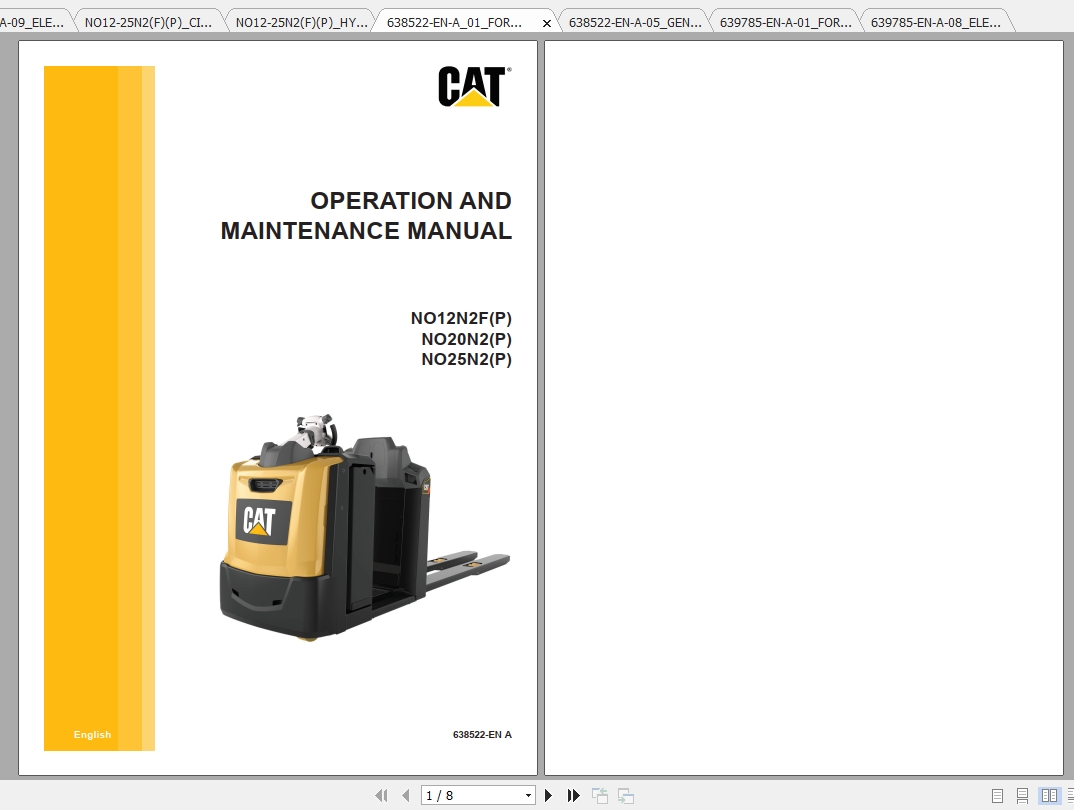 Caterpillar Lift Truck NO25N2 Service Manuals