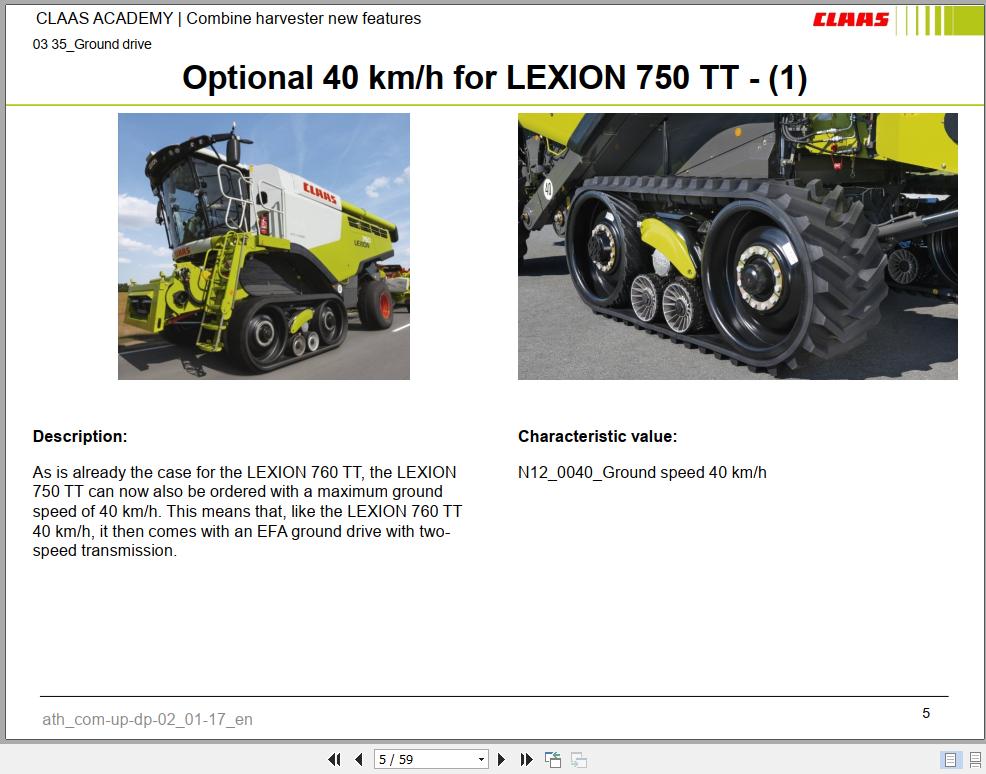Claas Agricultural LEXION 620-780 Training Document en