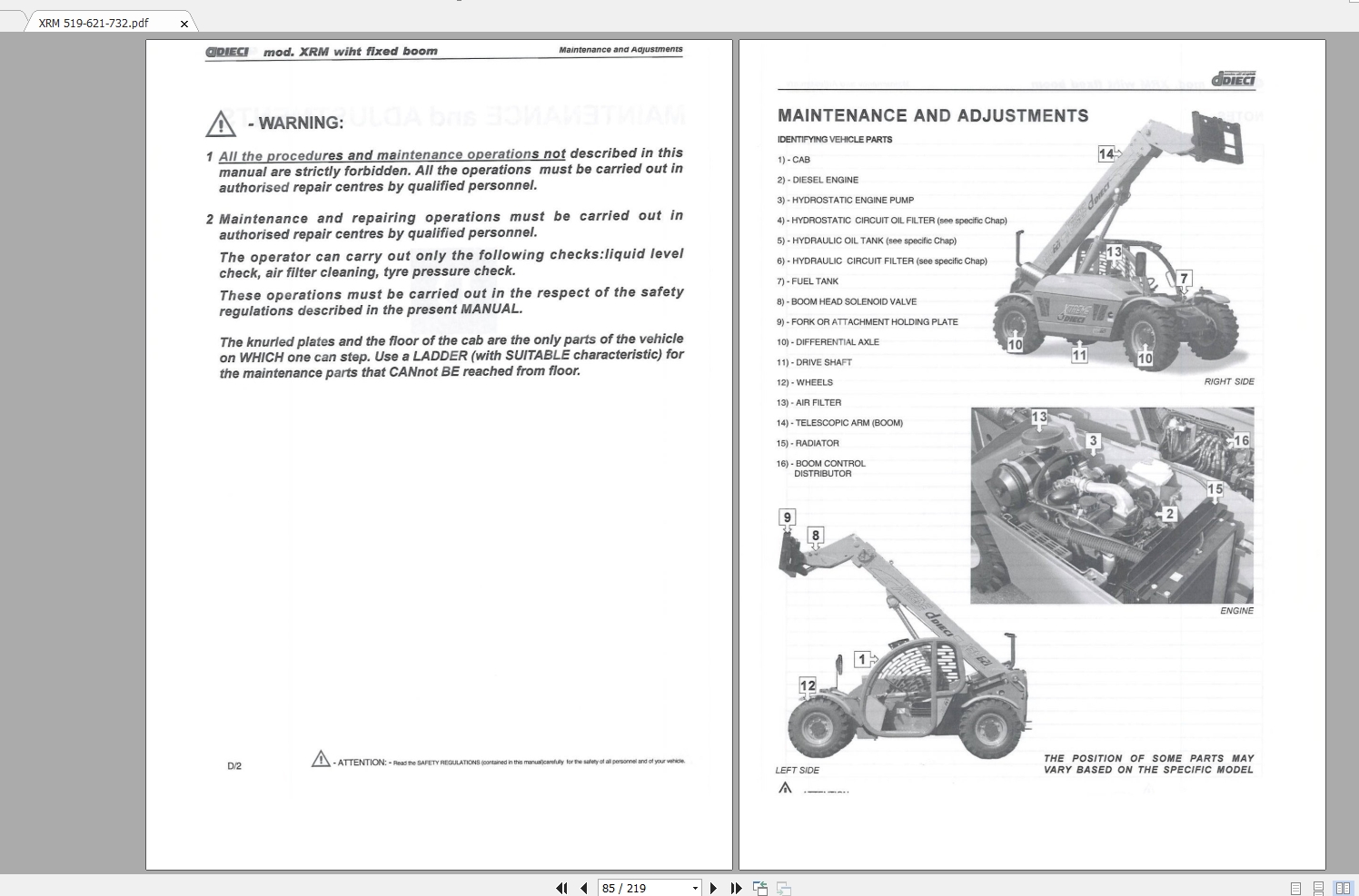 DIECI XRM 519-621-732 Operation & Maintenance Manual_AXH1106