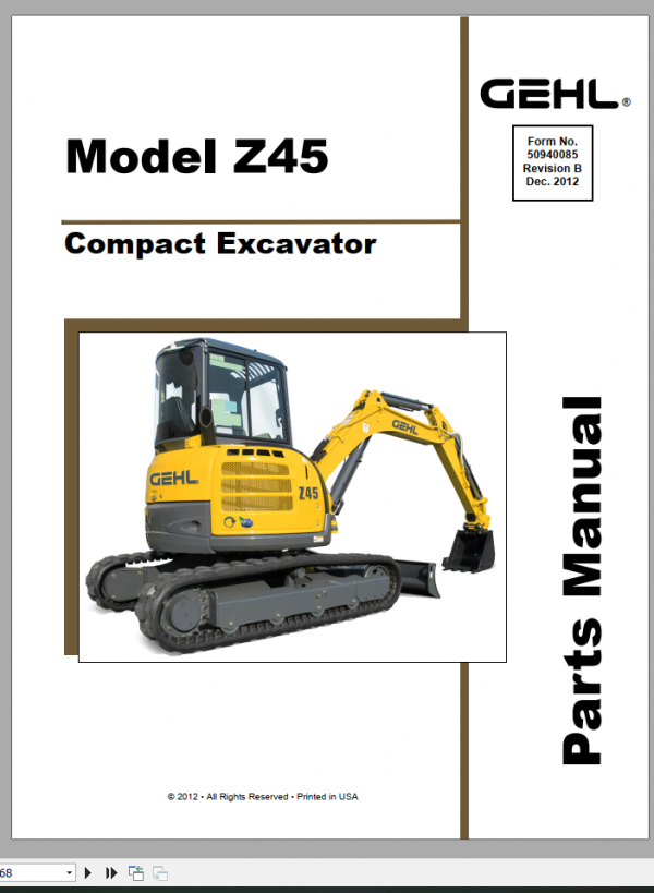 GEHL Compact Excavator Z45 Parts Manual_50940085
