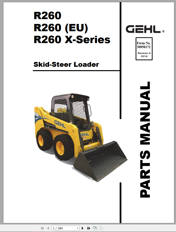 GEHL Skid-Steer Loader R260(EU)(X-Series) Parts Manual