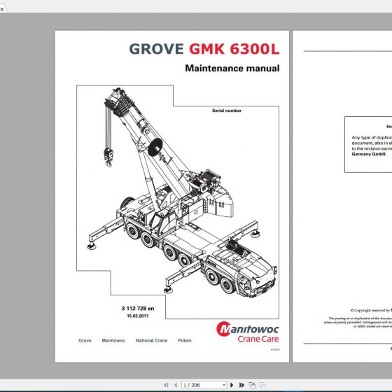 Grove Mobile Crane GMK6300 Operating instructions & Maintenance Manual