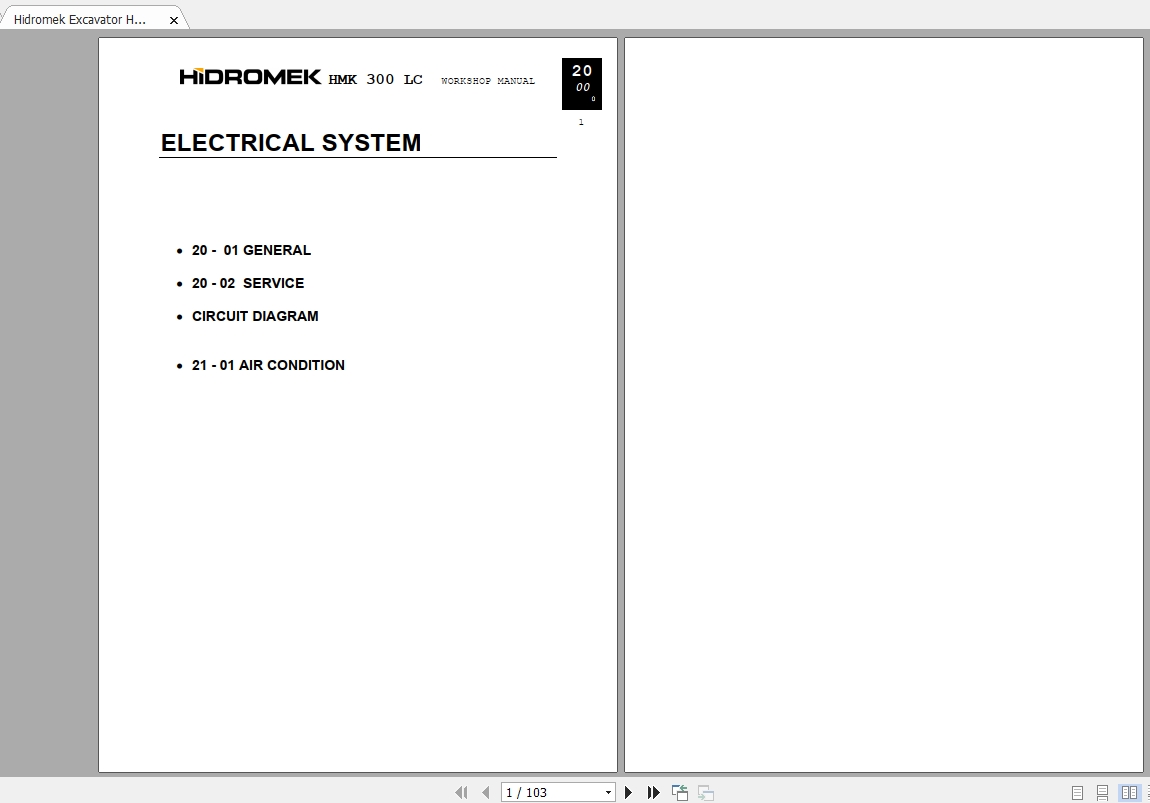 Hidromek Excavator HMK300LC Electrical Diagram
