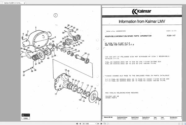 Kalmar Forklift 3-7.5 Parts Catalogue_920936-0024