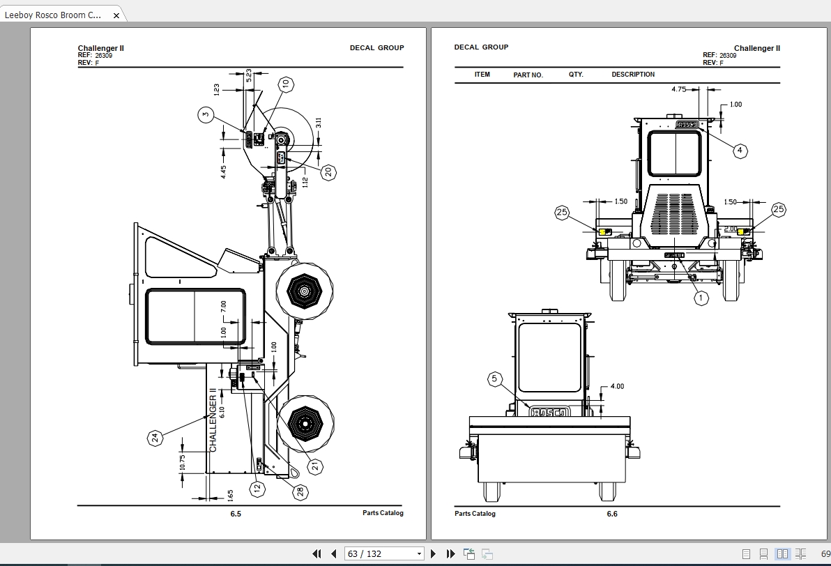 Leeboy Rosco Broom Challenger II Safety, Operation, Maintenance and ...