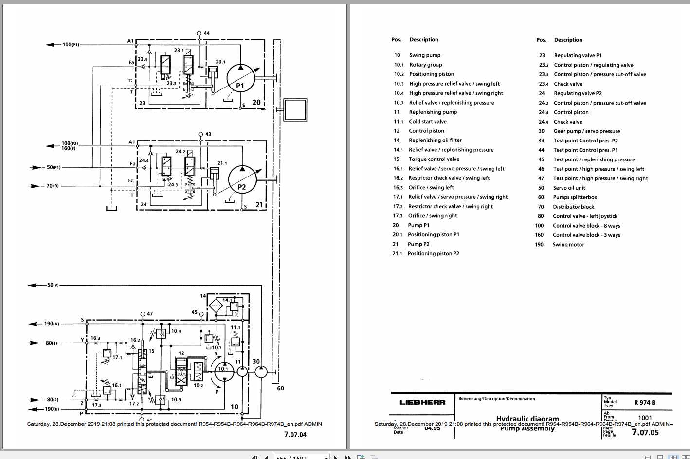 Liebherr Hydraulic Excavators R954-R954B-R964-R964B-R974B Service Manuals